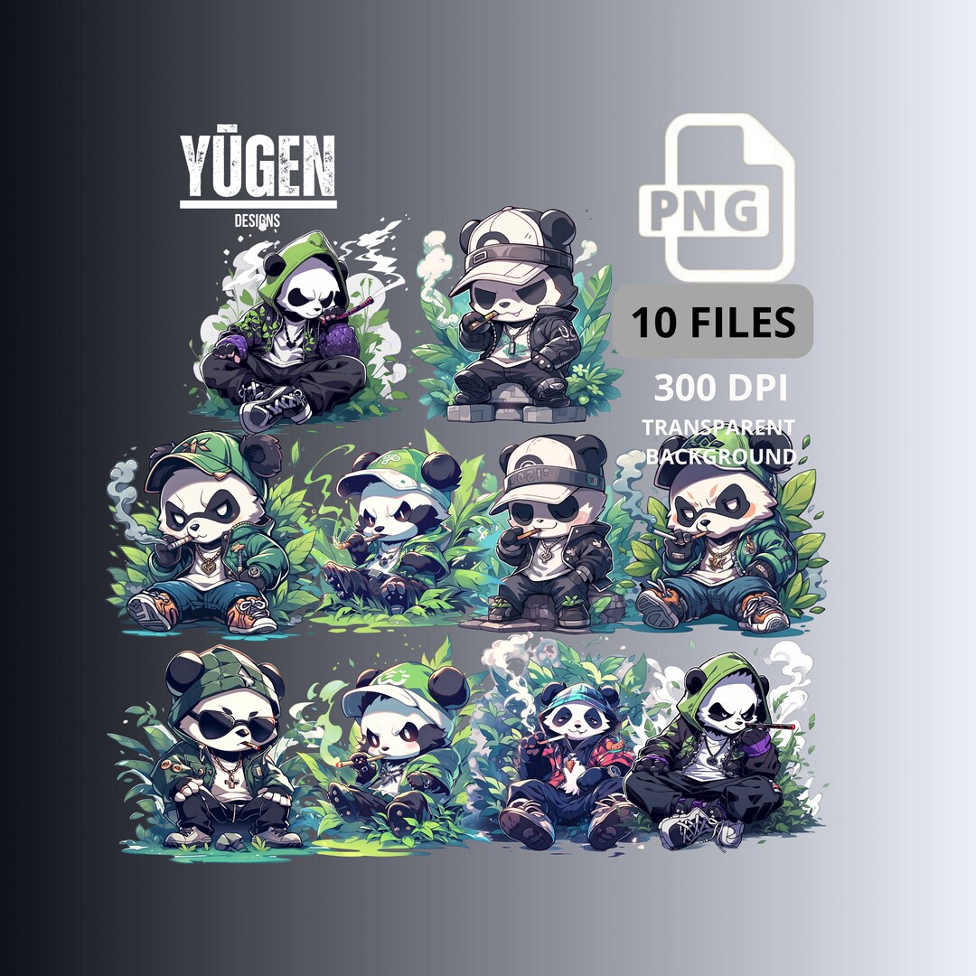 Panda Stoner Bundle , Digital Download T-shirt Design PNG, Commercial ...