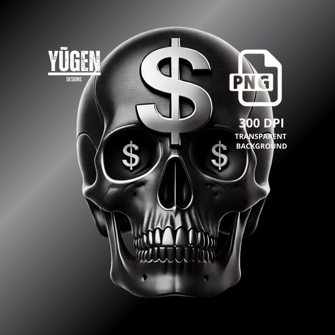 Black Dollar Skull Png, Money Bill Png, Skull Png, Money Design Png ...
