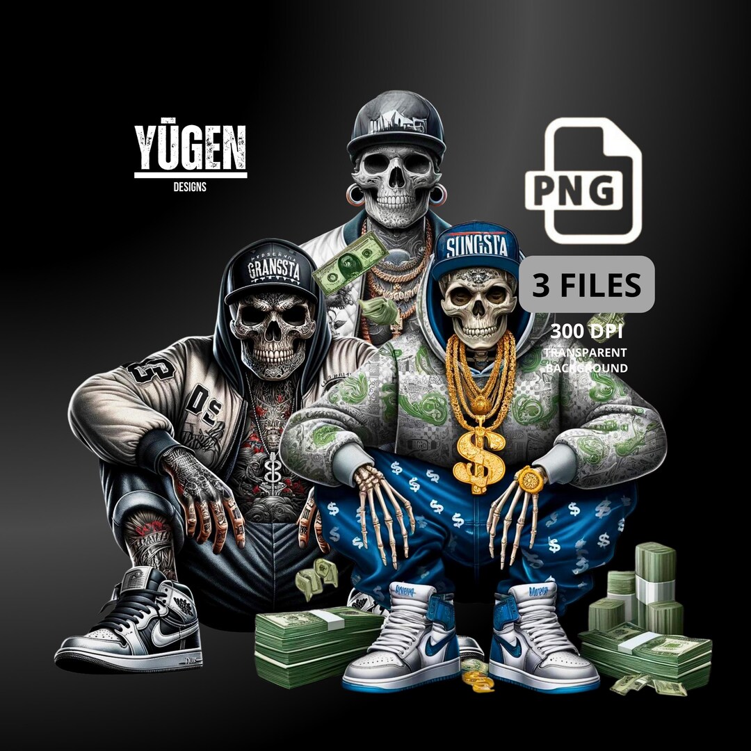 Hip Hop Hustle Gangsta Tattooed Skull Graffitti T-shirts & Hoodies ...