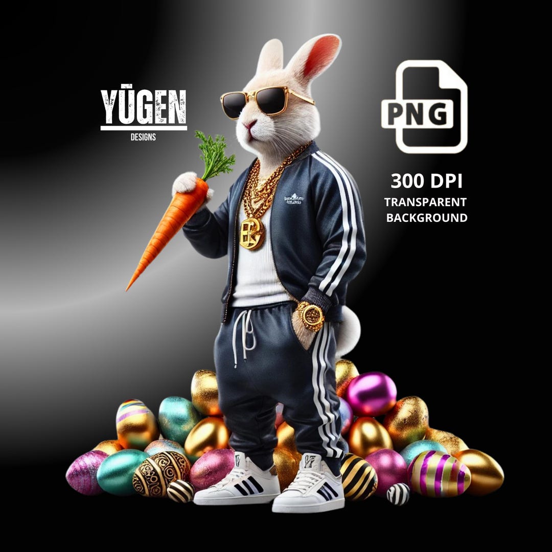 Streetwear Gangsta Easter Rabbit PNG, Urban Themed Trendy Easter Bunny ...