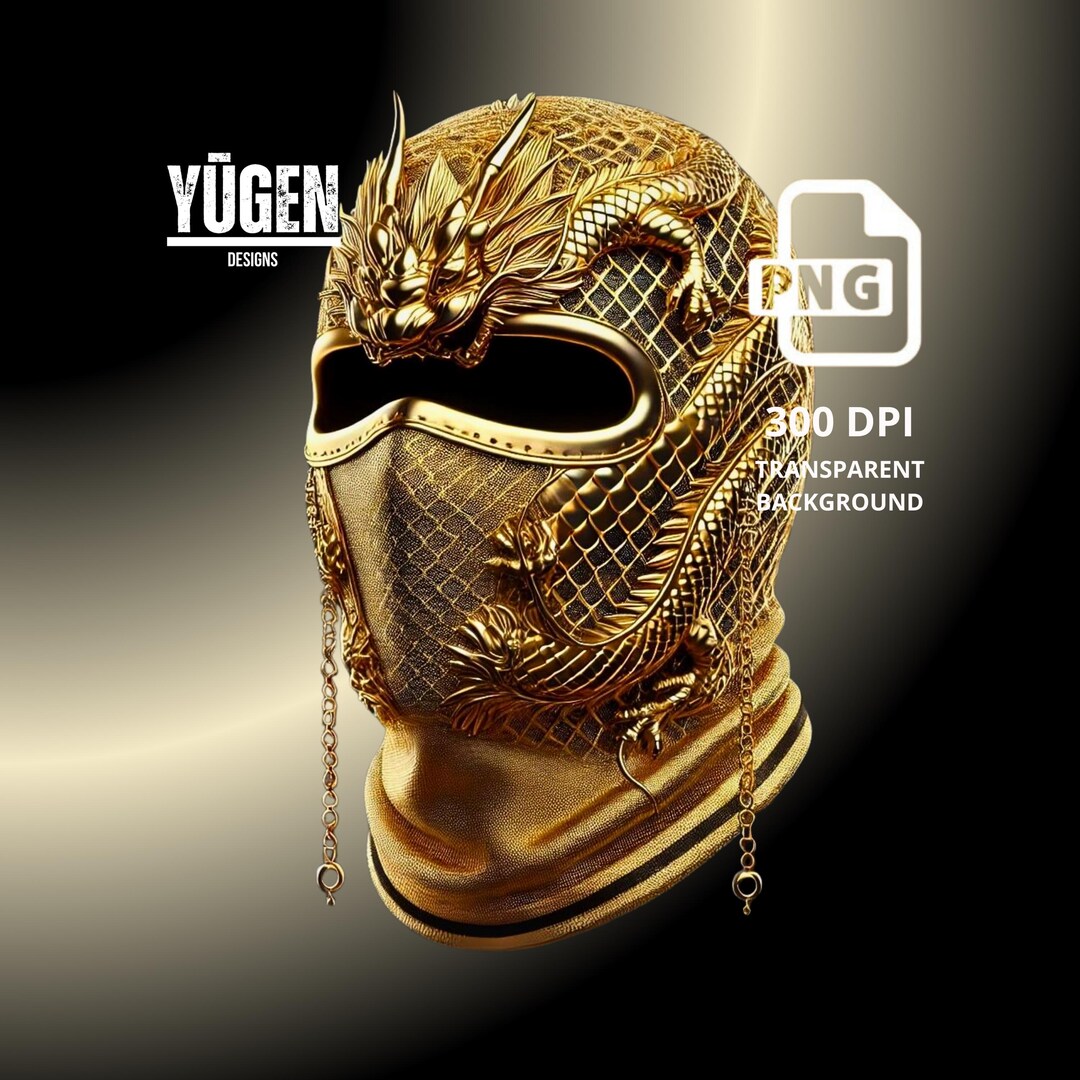 Dragon Themed Golden Ski Mask Png Gangsta Png Streetwear Png Gangster ...