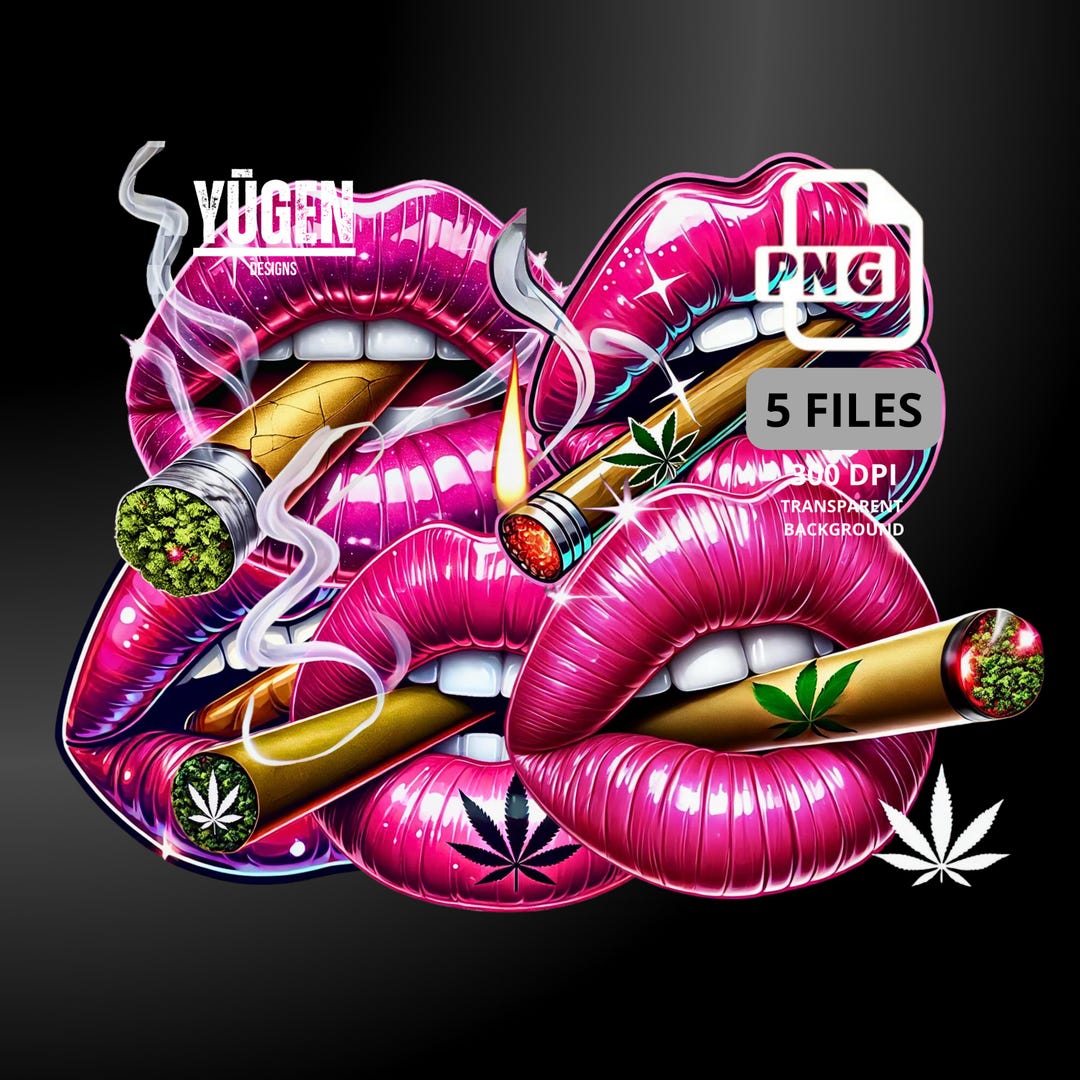 Weed Lips Bundle 5 Pngs, Marijuana Sublimation Design, Lips Clipart ...