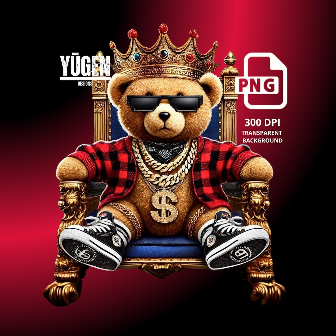Royal Gangsta Teddy Bear, Gold King Hip Hop Teddy Bear, Trendy Graffiti ...
