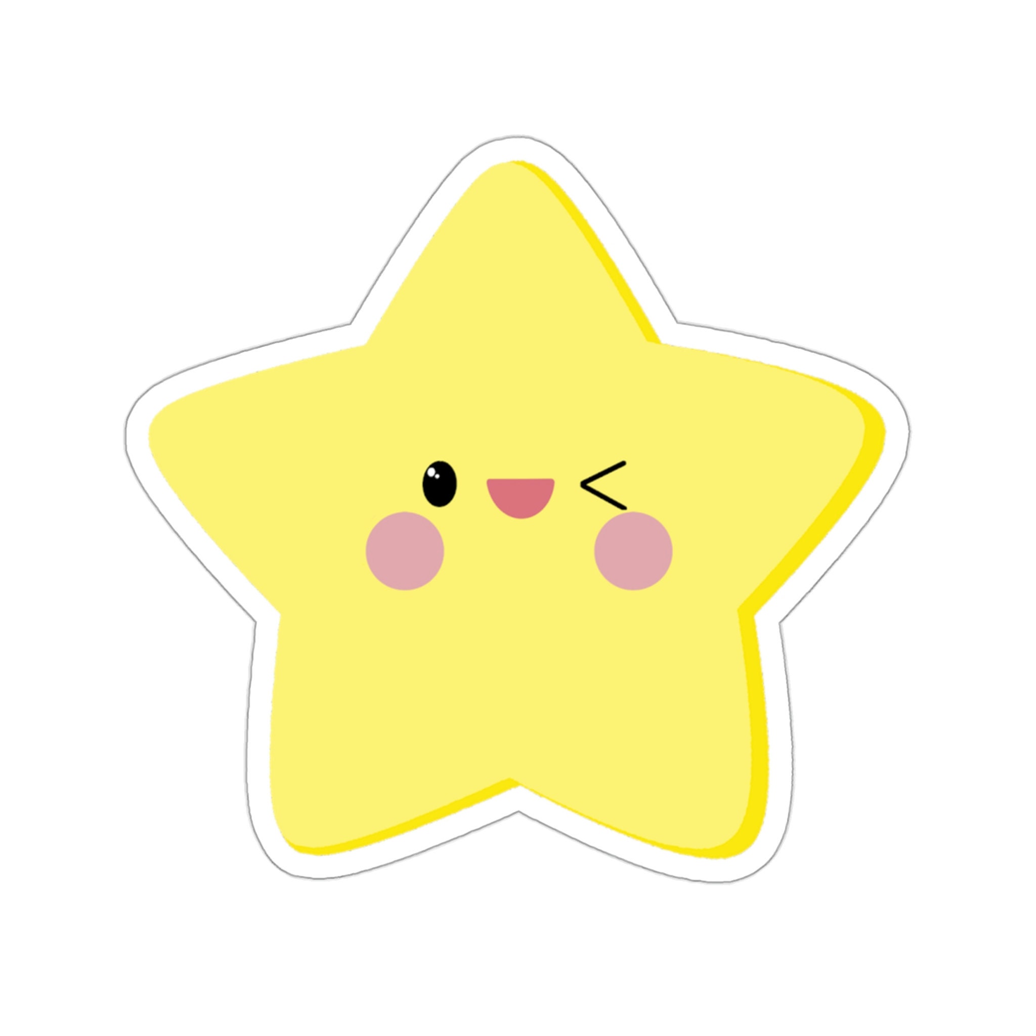 Kawaii Winking Star - Kiss-cut Sticker - Etsy