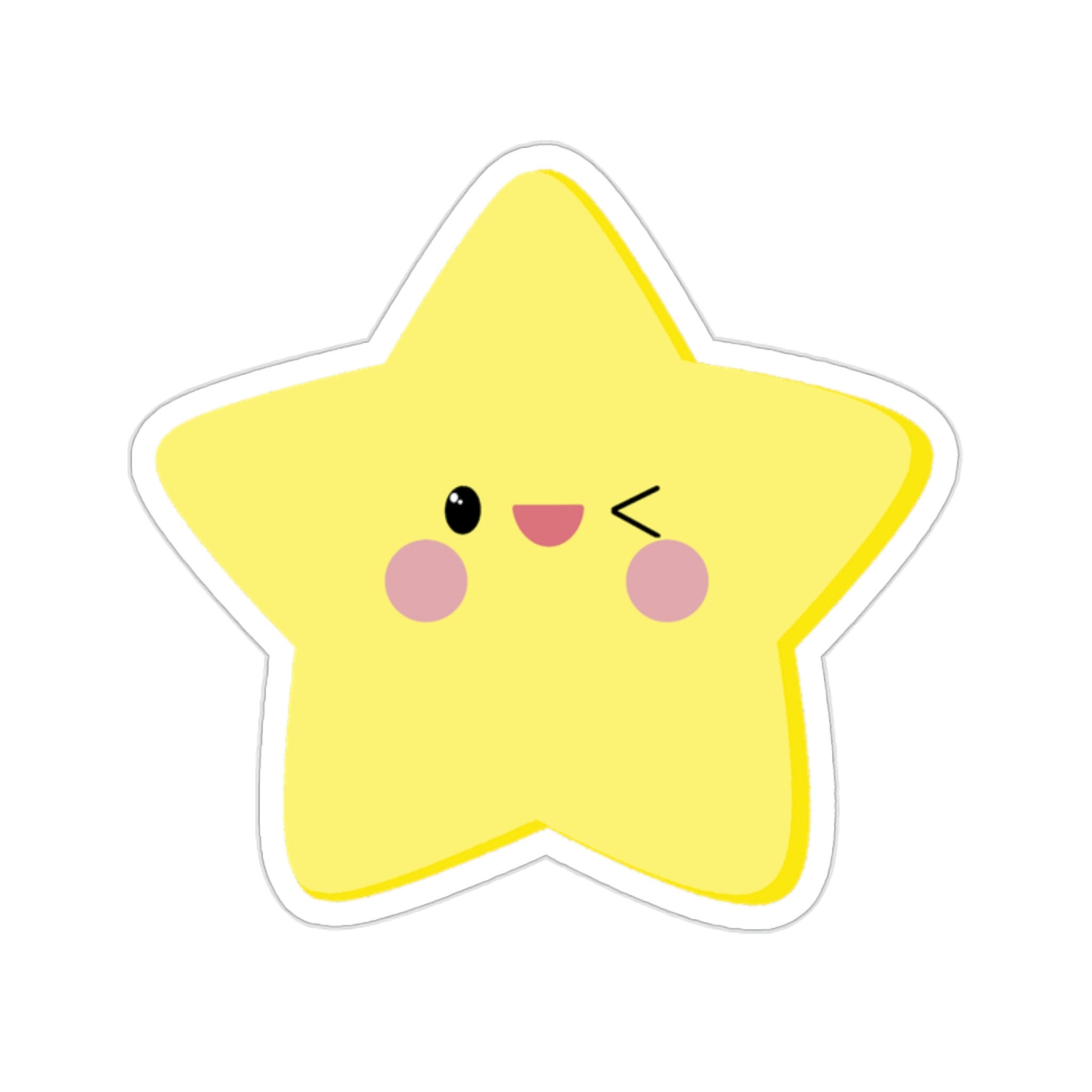 Kawaii Winking Star - Kiss-cut Sticker - Etsy