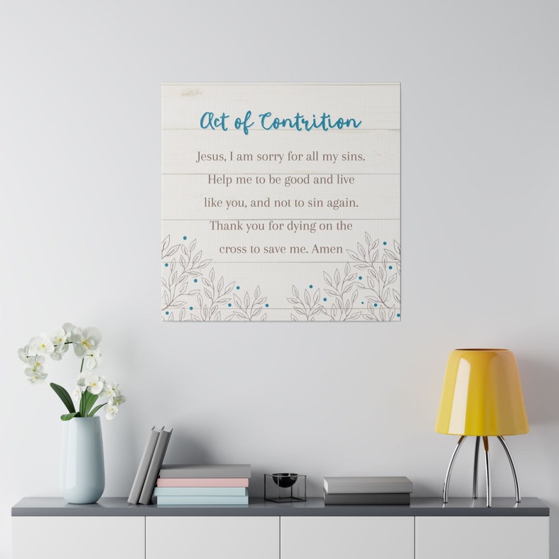 Act of Contrition Canvas Sign Prayer Boys' Room Wall Art Soul ...