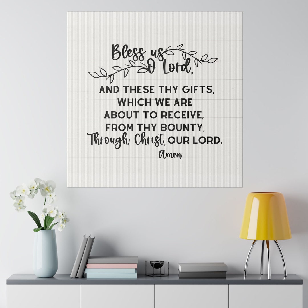 Meal Blessing Prayer Sign - Grace Before Meals Dining Room Canva Wall ...