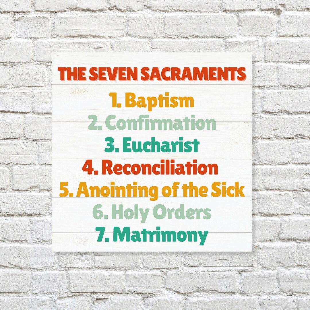 Seven Sacraments Nursery Decor Sacraments Canvas Wall Decor Colorful ...