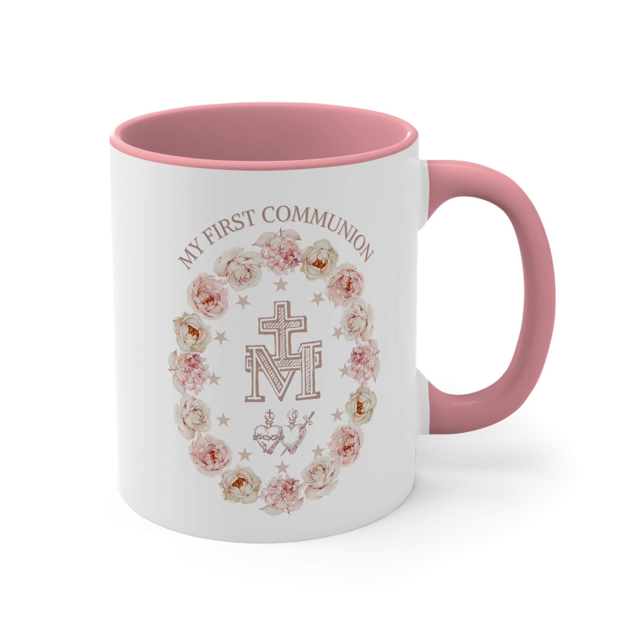 My First Communion Mug - Mary Miraculous Medal Image on Mug Ideal 1st ...