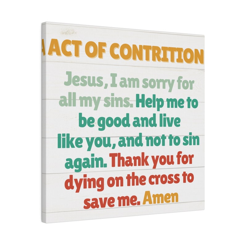 Act of Contrition Prayer Canvas - Kids' Room Wall Art - Soul Reflection ...