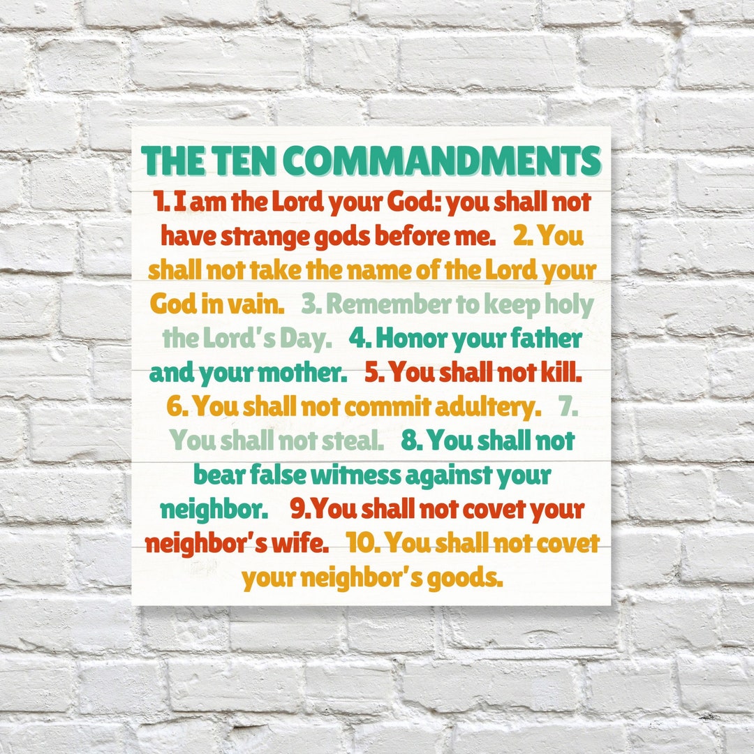 The Ten Commandments Children's Room Wall Art - Colorful Christian ...