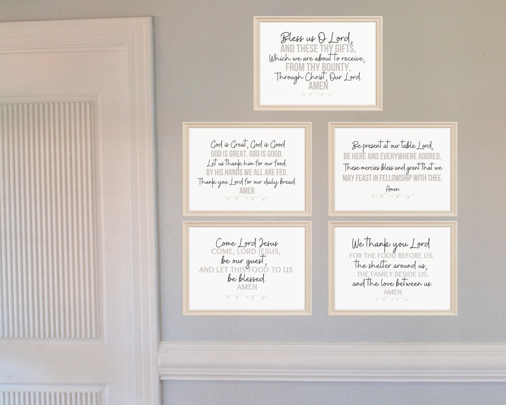 5 Grace Before Meal Prayers Blessing Printable Wall Art Instant ...
