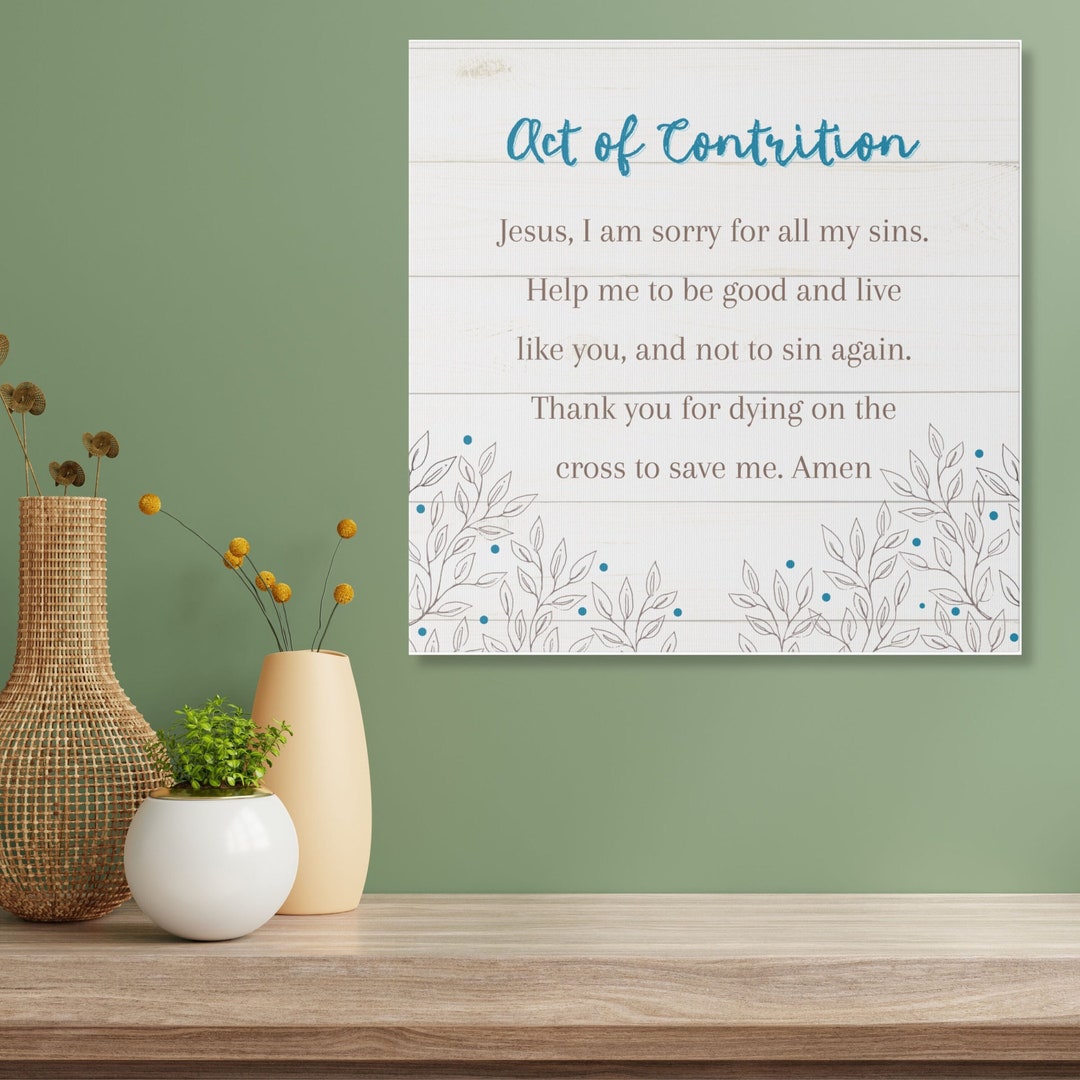 Act of Contrition Canvas Sign Prayer Boys' Room Wall Art Soul ...