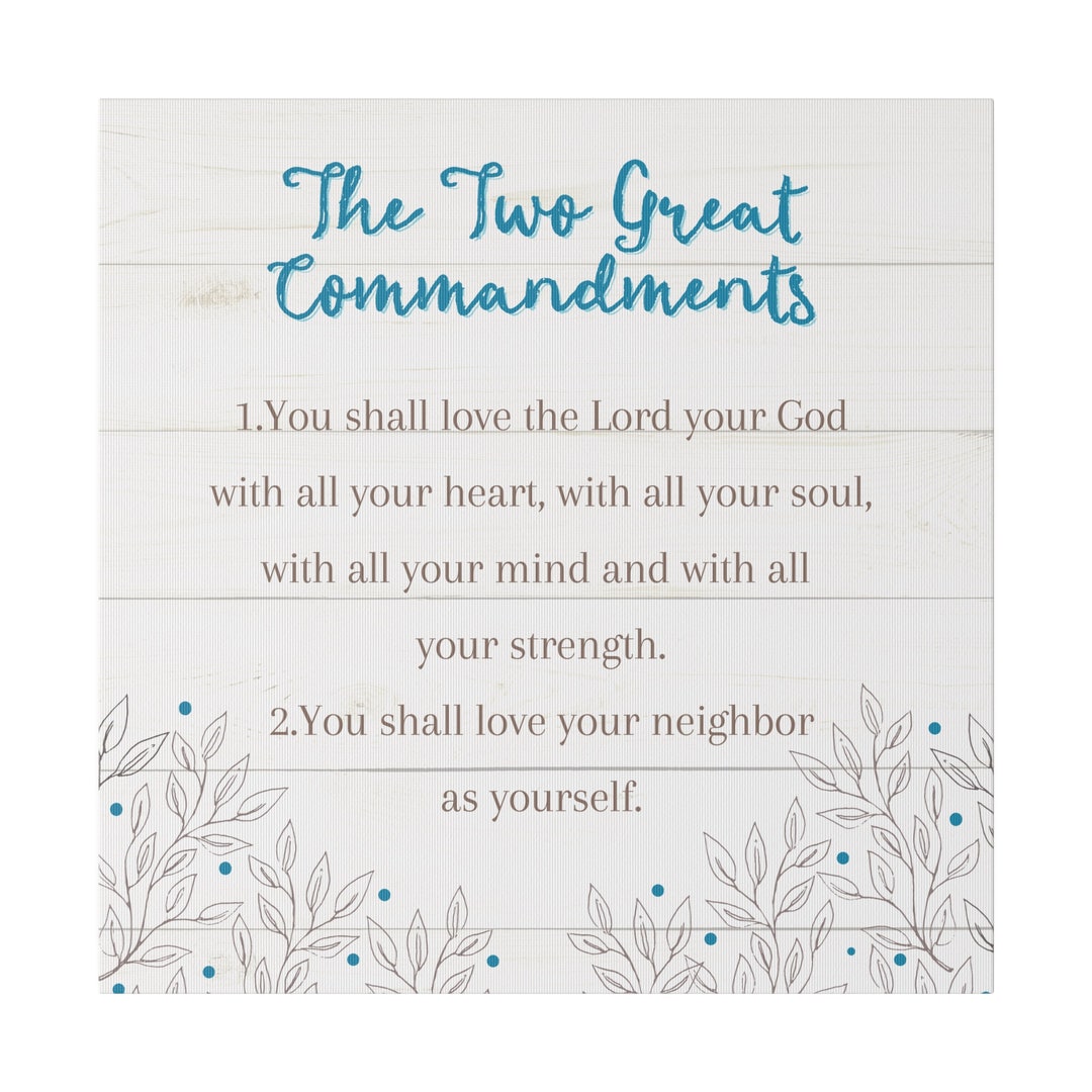 Two Great Commandments Canvas Wall Art Christian Home Decor for Boys ...