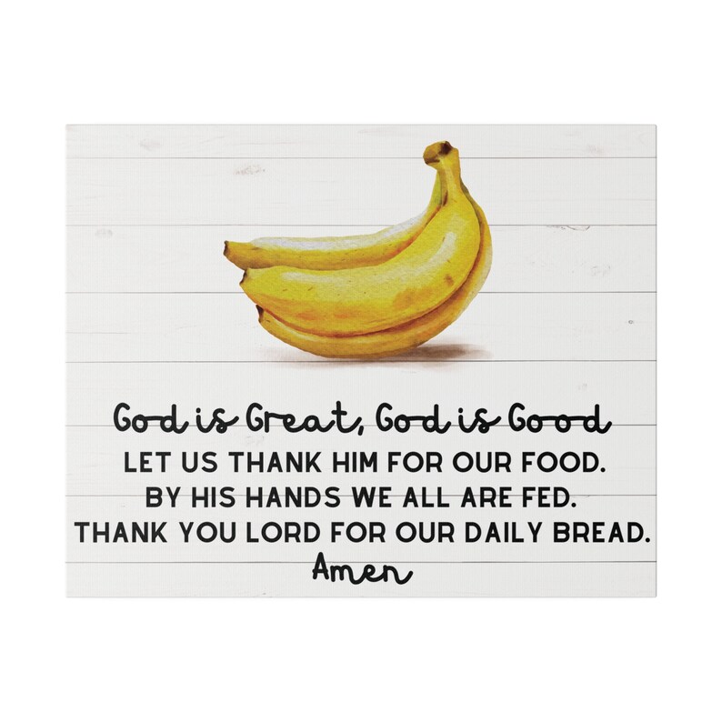Blessing Before Meal Prayer God is Great God is Good Matte Canvas Wall ...