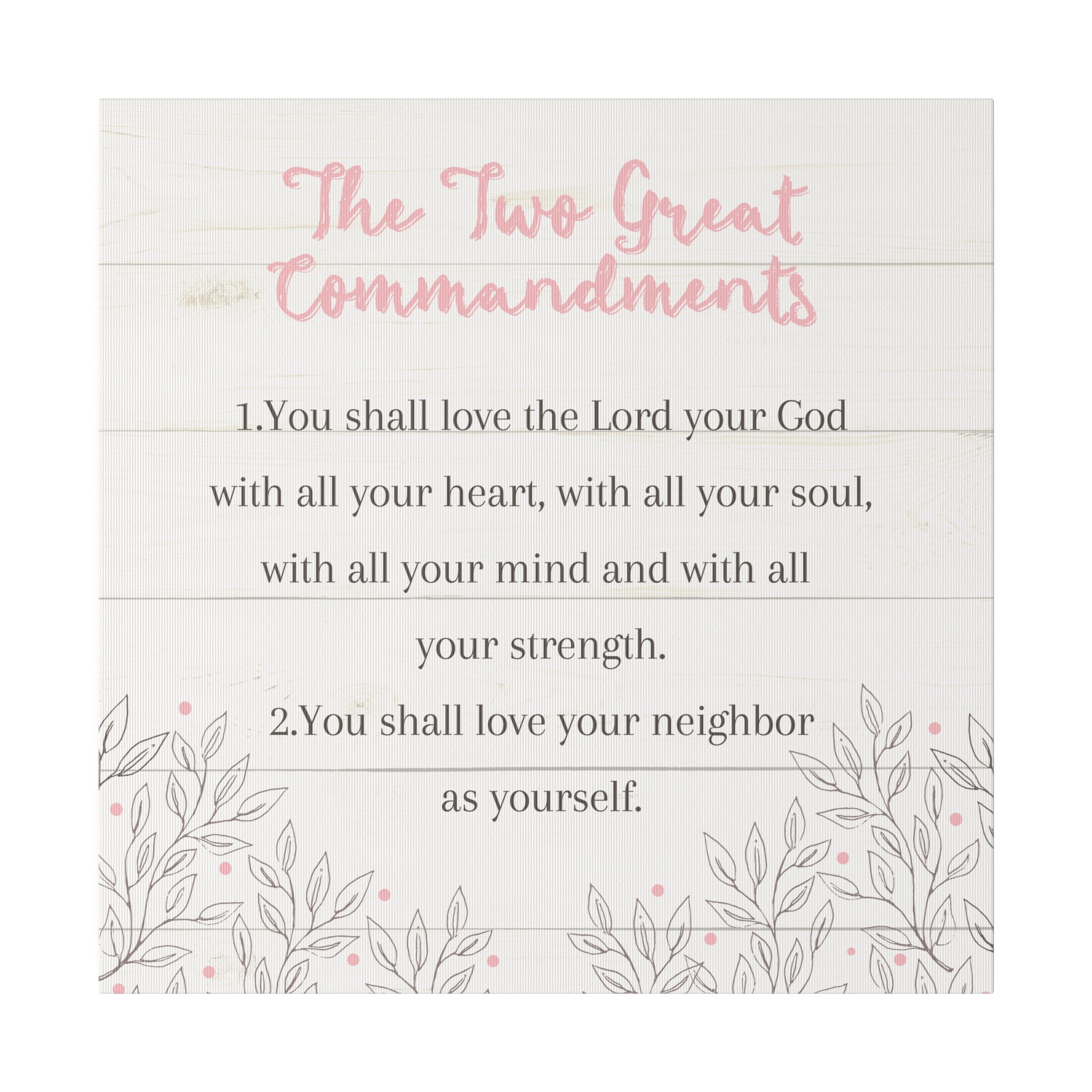 Wall Decor Two Great Commandments Canvas Wall Art Christian Home Decor ...