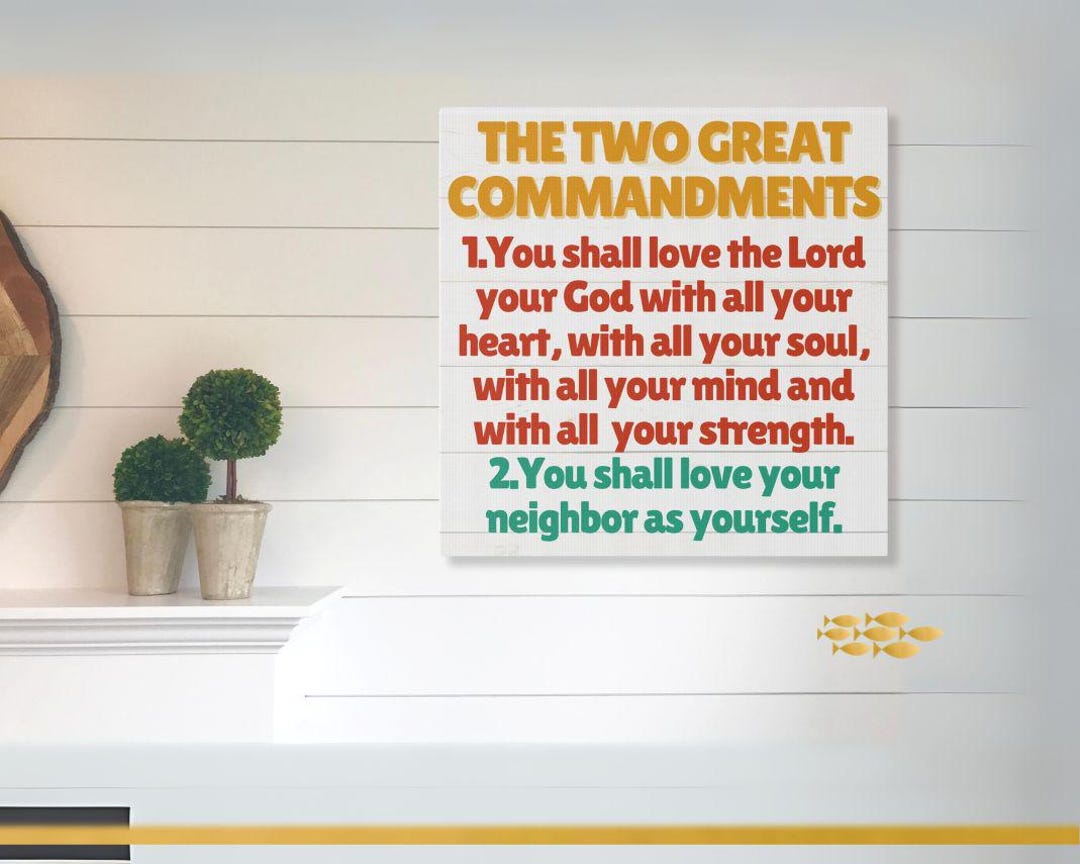 Two Great Commandments Canvas Wall Art - Christmas Gift, Colorful ...