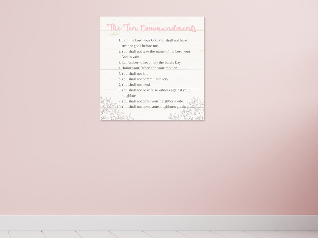 Wall Prayer Decor Ten Commandments Canvas Catholic Home Decor for Girls ...