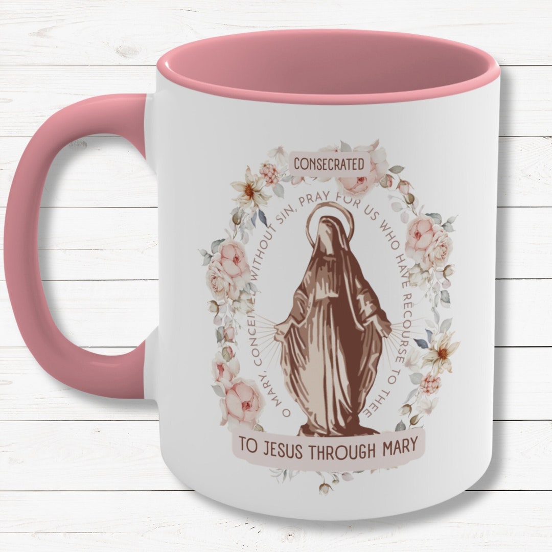 Consecration to Jesus Through Mary Mug - Miraculous Medal Coffee Mug A ...