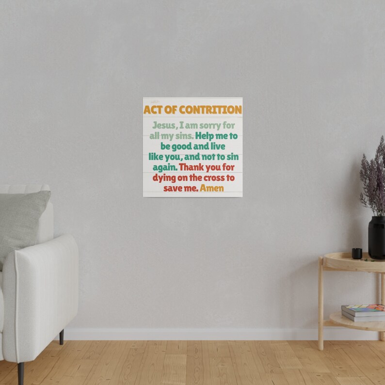 Act of Contrition Prayer Canvas - Kids' Room Wall Art - Soul Reflection ...