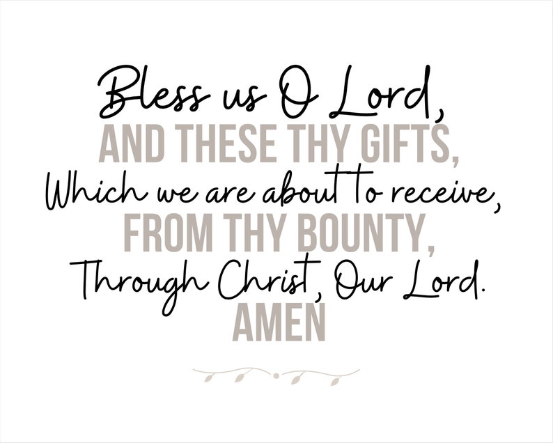 5 Grace Before Meal Prayers Blessing Printable Wall Art Instant ...