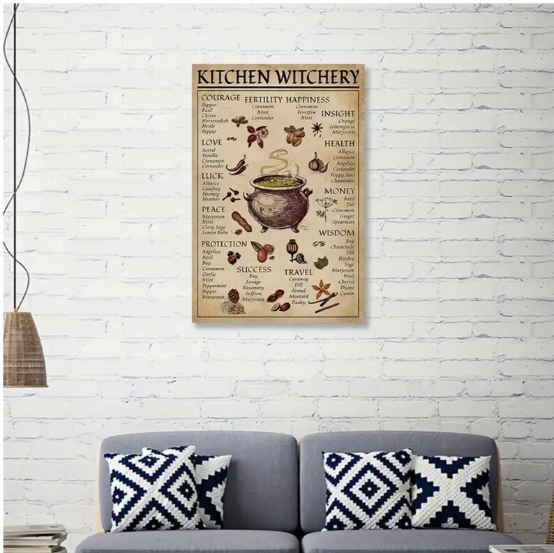 Kitchen Witch Poster, Artist Wall Kitchen Decor, Witch Magic Knowledge ...