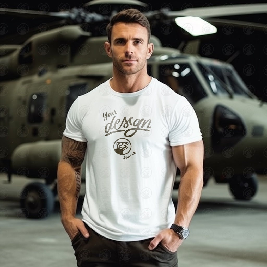 Manly Man Mockup, White Man T-shirt Mockup, Men's T-shirt Mockup ...