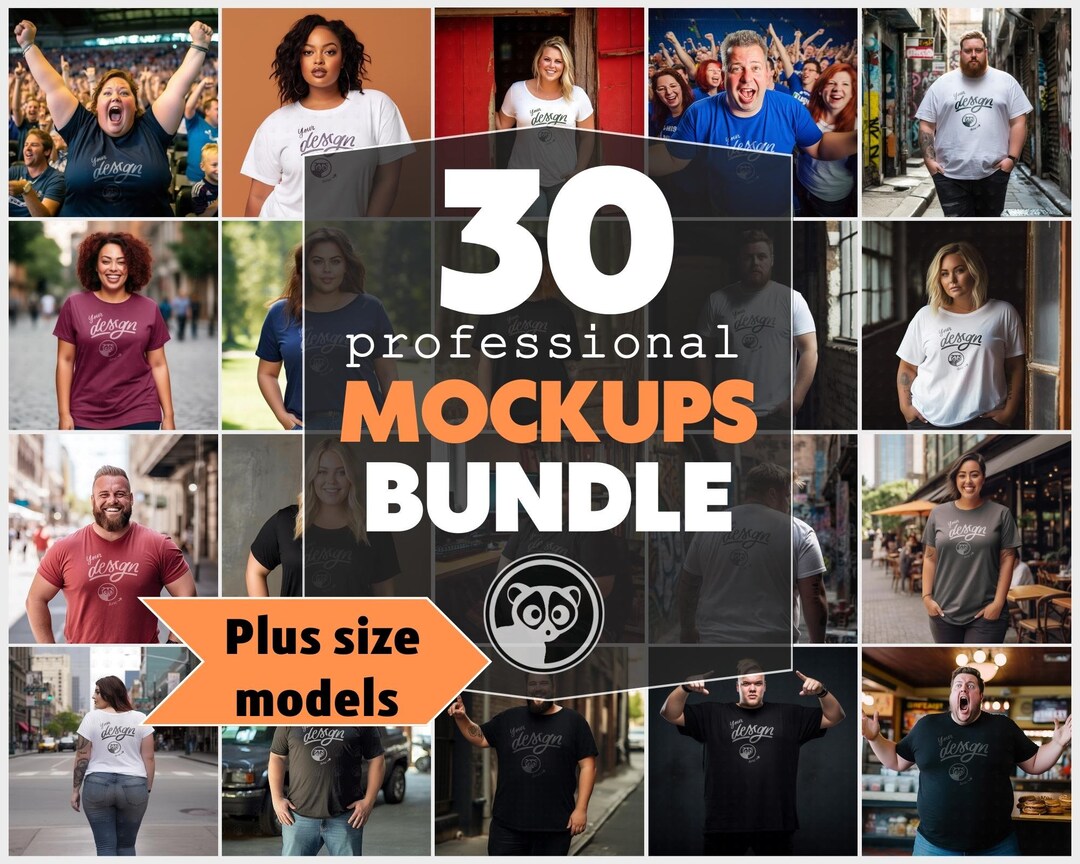 Plus Size Models Mockup Bundle, Men and Women Mockup Bundle, Large ...