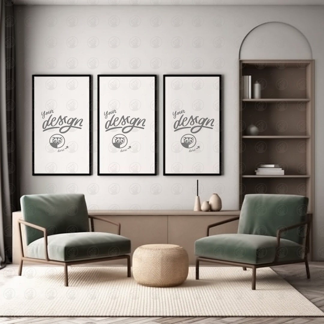 Wood Frames Mockup, Waiting Room Picture Frame Mockup, Photo Frame ...