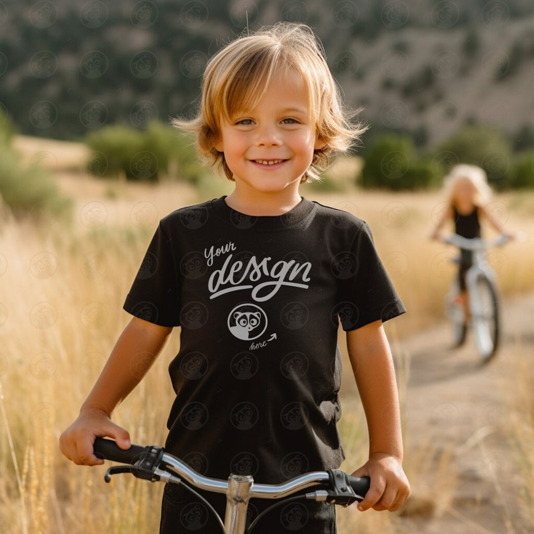 Boy T-shirt Mockup, Black T-shirt Mockup, Kids Mockup, Model Shirt ...