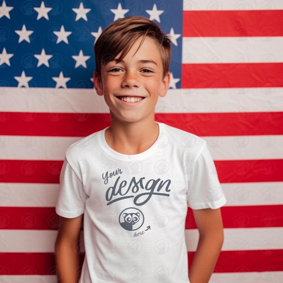 4th of July Kid Mockup, Bella Canvas White T-shirt Mockup, White Shirt ...