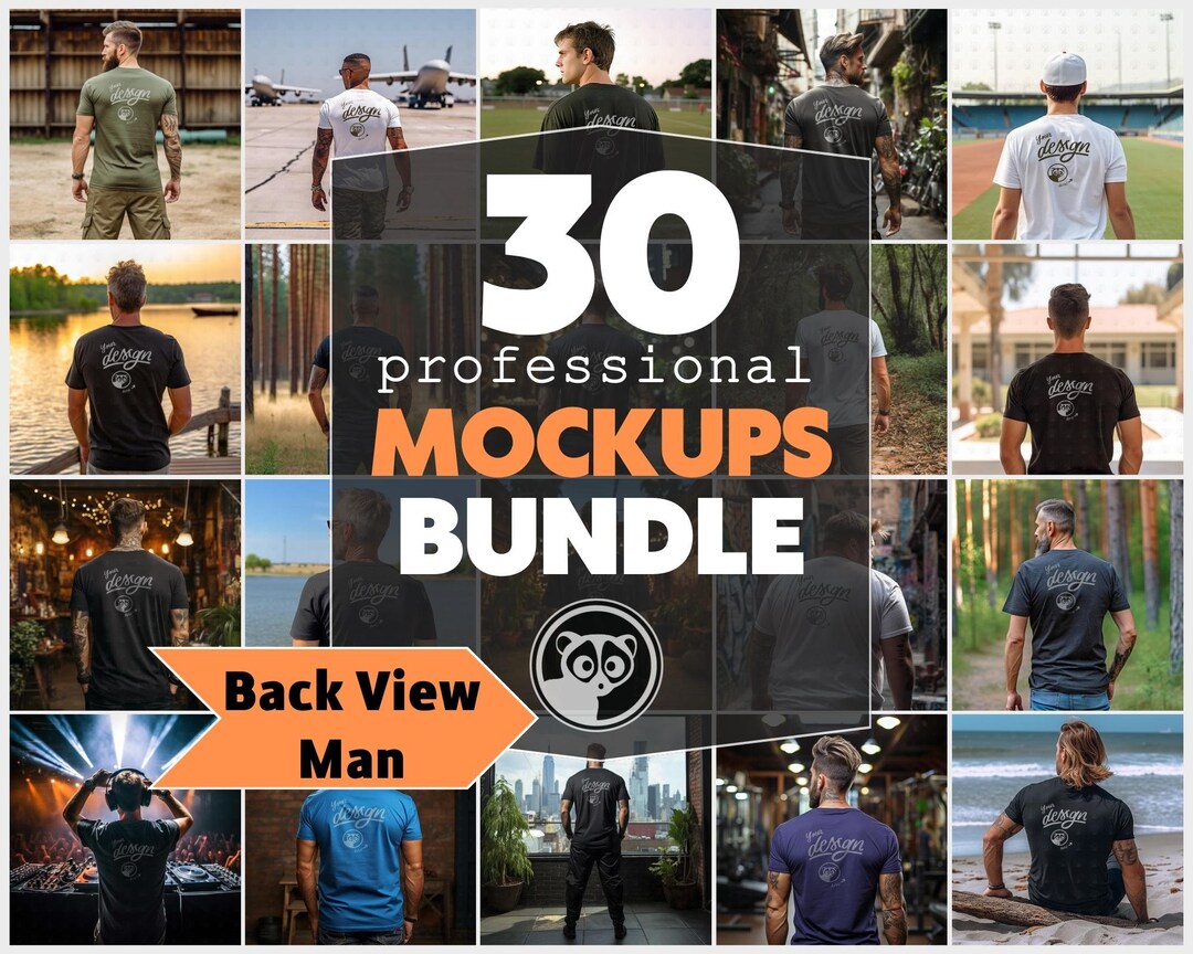 Men's Back Mockup, Men's T-shirt Mockup Bundle, Back View, Men Mockup ...