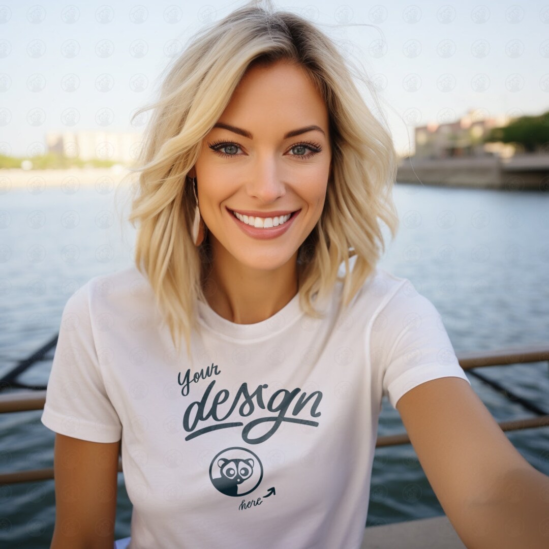 White T-shirt Mockup Beautiful Model Mockup Women's Tee - Etsy