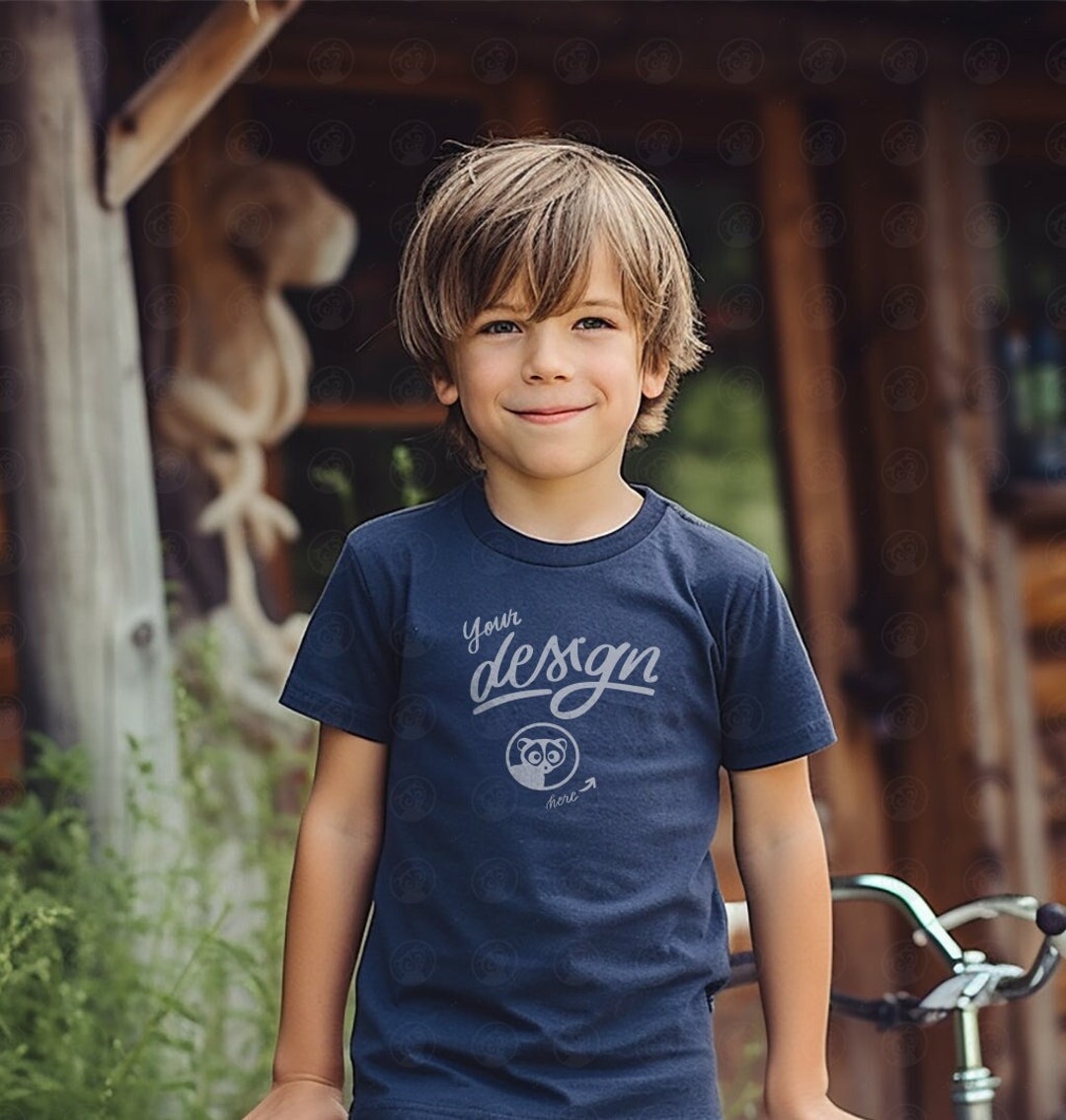 Boy T-shirt Mockup, Blue T-shirt Mockup, Kids Mockup, Kids Bella Canvas ...