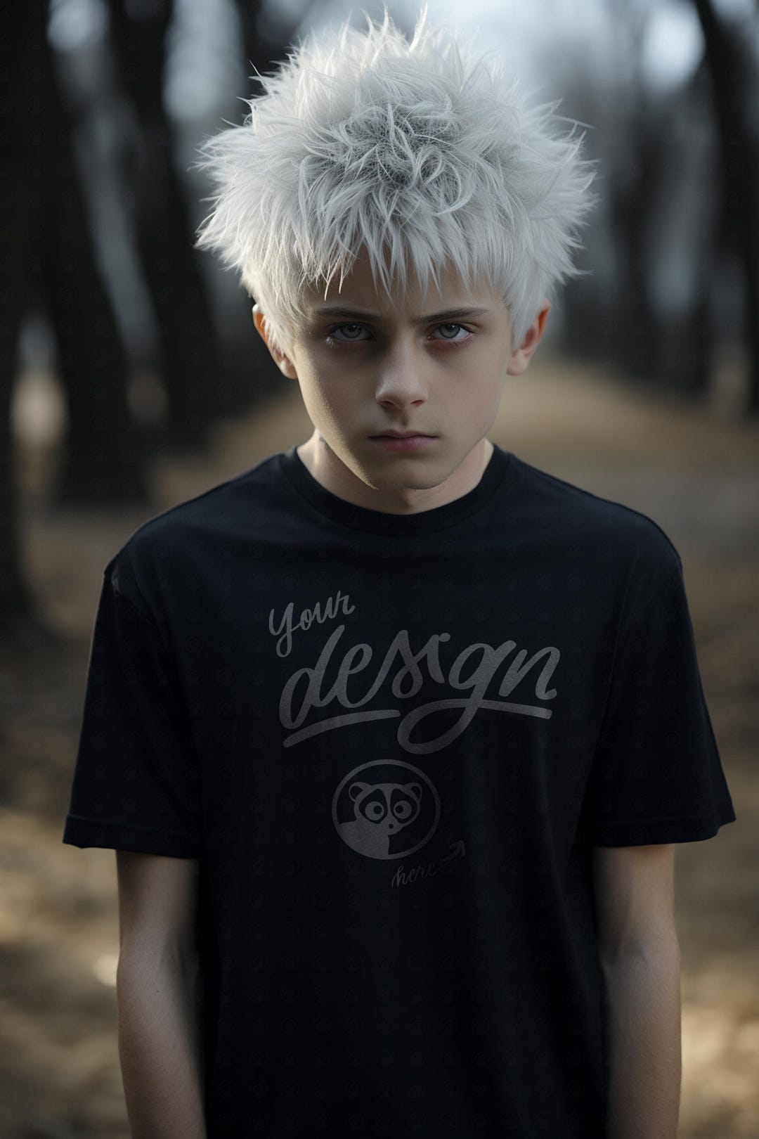 Goth Boy Mockup, Edgy Children Mockup, Teen Boy Black T-shirt Mockup ...