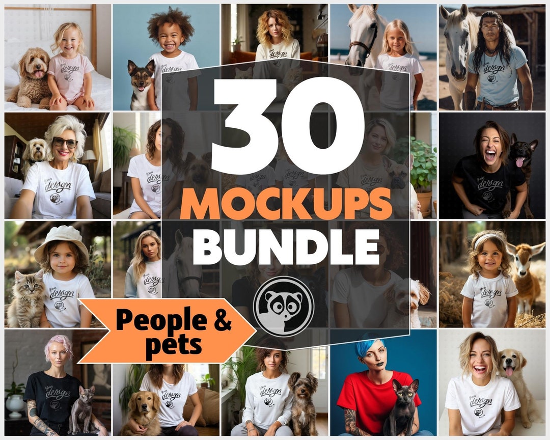 People and Pets Mockup Bundle, Men, Women and Kids Mockup Bundle, Pet ...