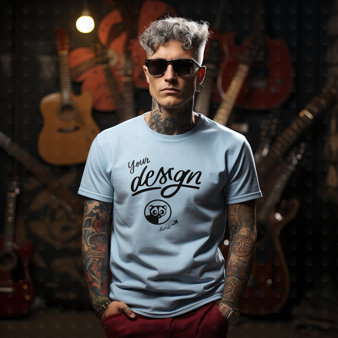 Musician Mockup, White T-shirt Mockup, Men's Tee Mock, T Shirt Mockup ...