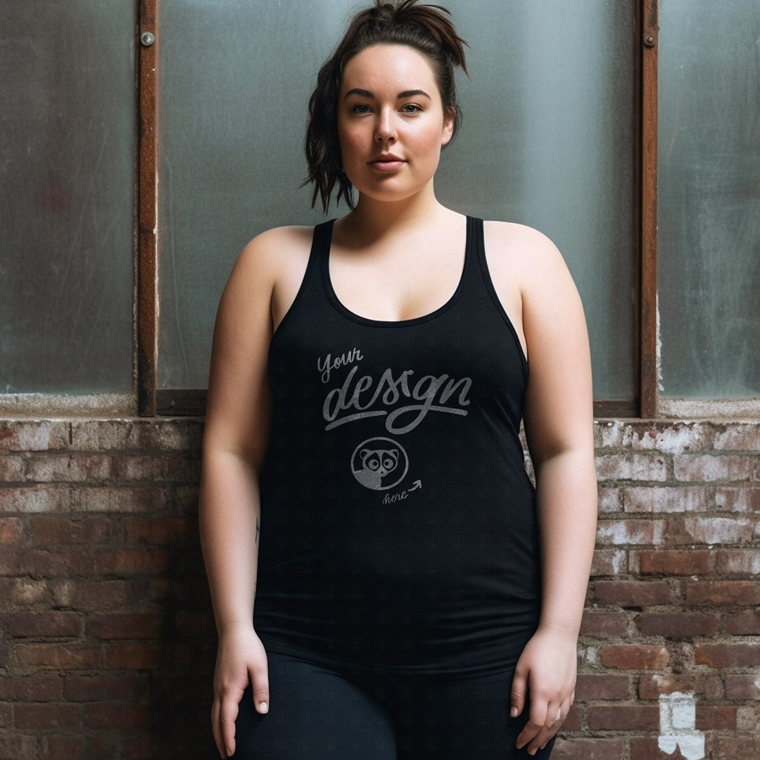 Plus Size Black Tank Top Mockup, Casual Wear Mockup, Tank Mockup, Plus ...