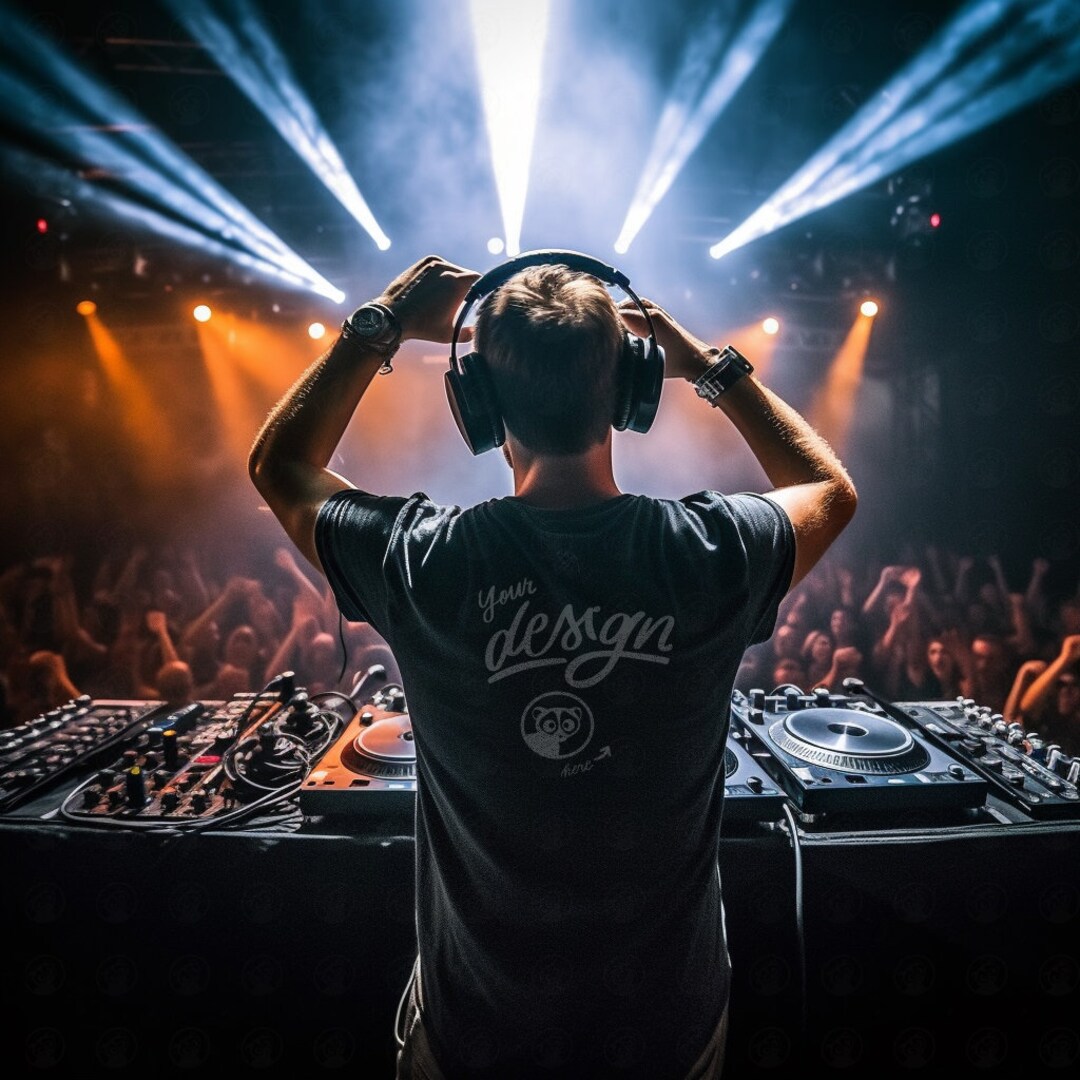 Music DJ Theme Mockup, Man Black T-shirt Mockup, Male Black Shirt ...