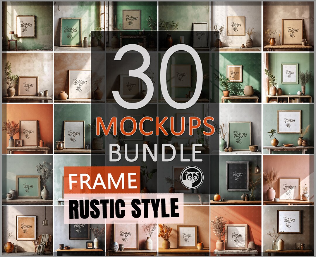 Rustic Frame Mockup Bundle, Home Interior Mockups, Stock Photo Frames ...