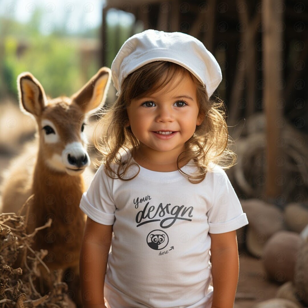 Farm Girl Mockup, White T Shirt Mockup, Kid's White Shirt Mockup, Girl ...