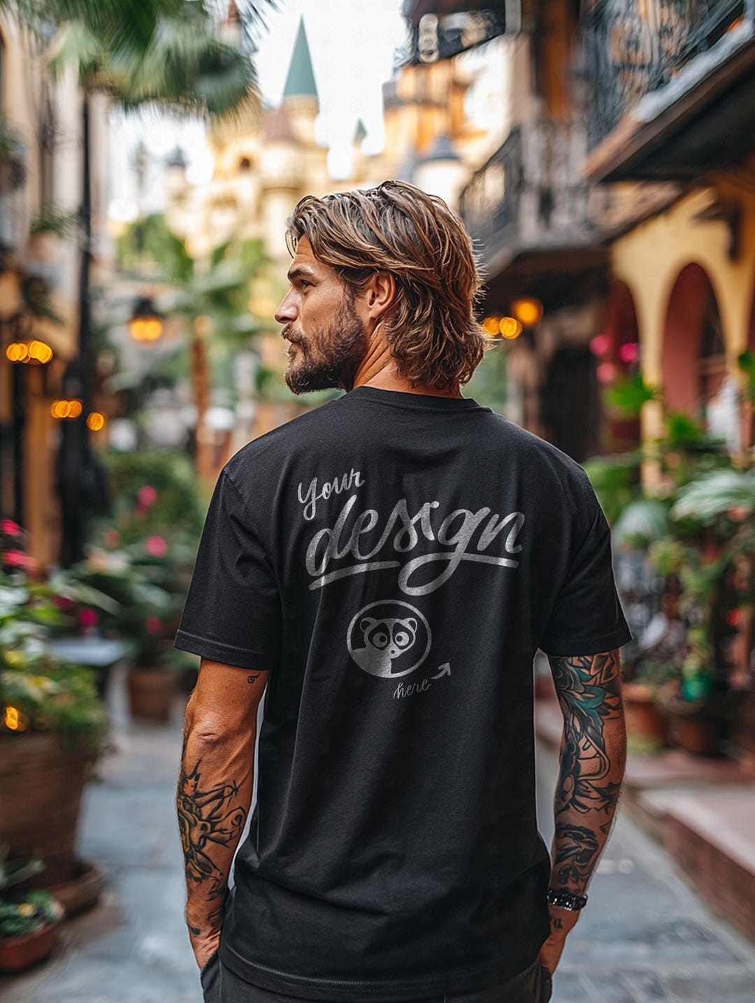 Back Look of A Black T-shirt Mockup, Man T Shirt Mockup, Back Mockup ...
