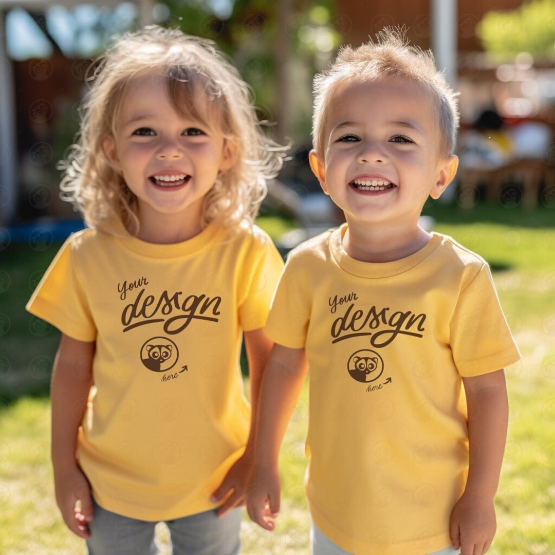 Toddler Brother and Sister Mockup, Twin Brothers T-shirt Mockup ...