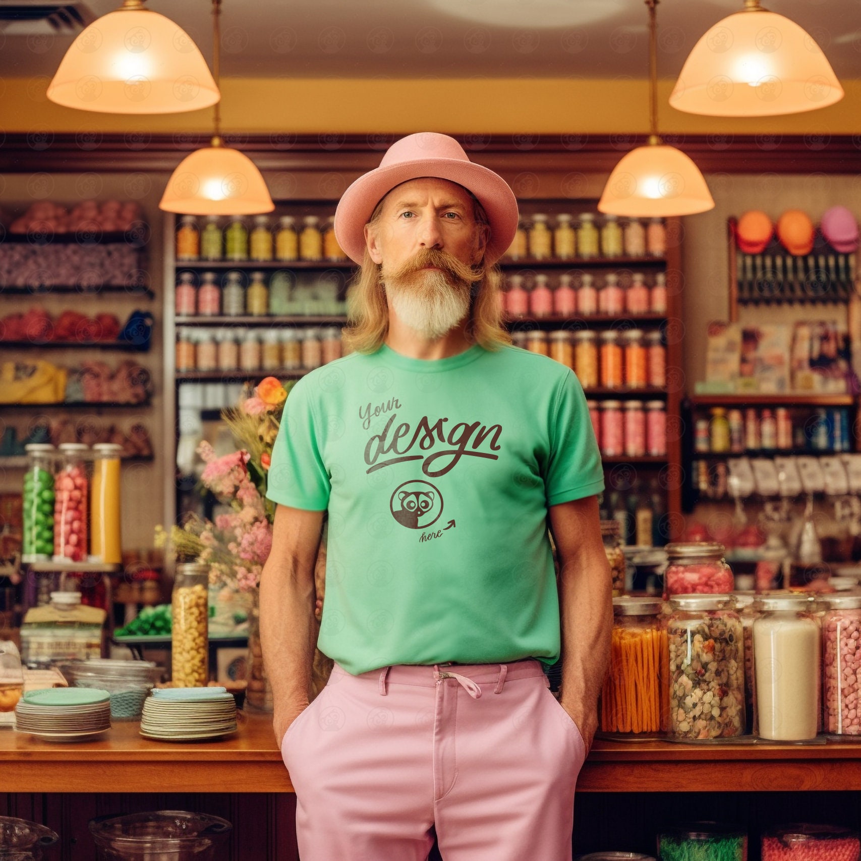 Candy Store Mockup Green T Shirt Mockup Candy Shop - Etsy