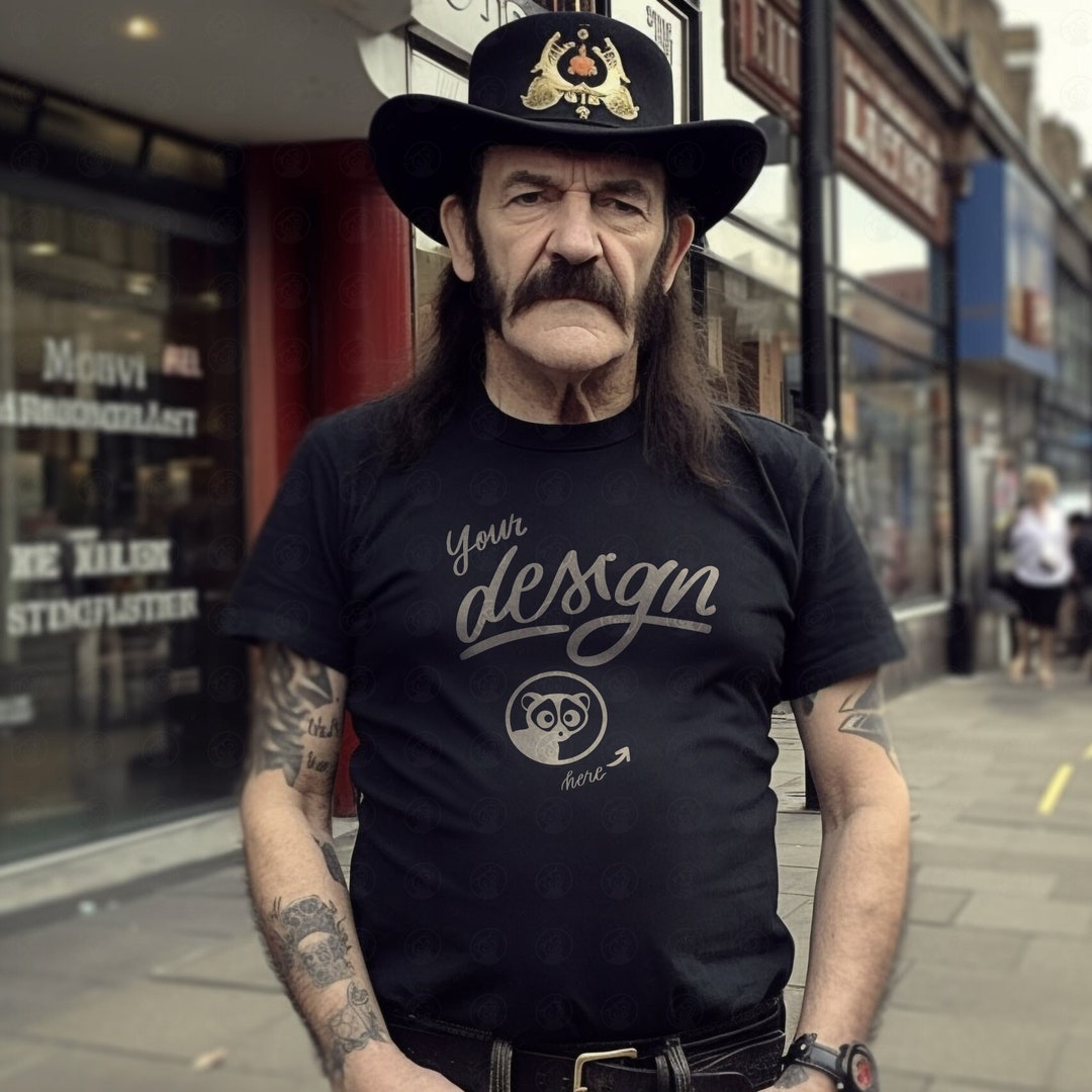 Rock Star Mockup, Mustache Mockup, Black T-shirt Mockup, Tattooed Man ...