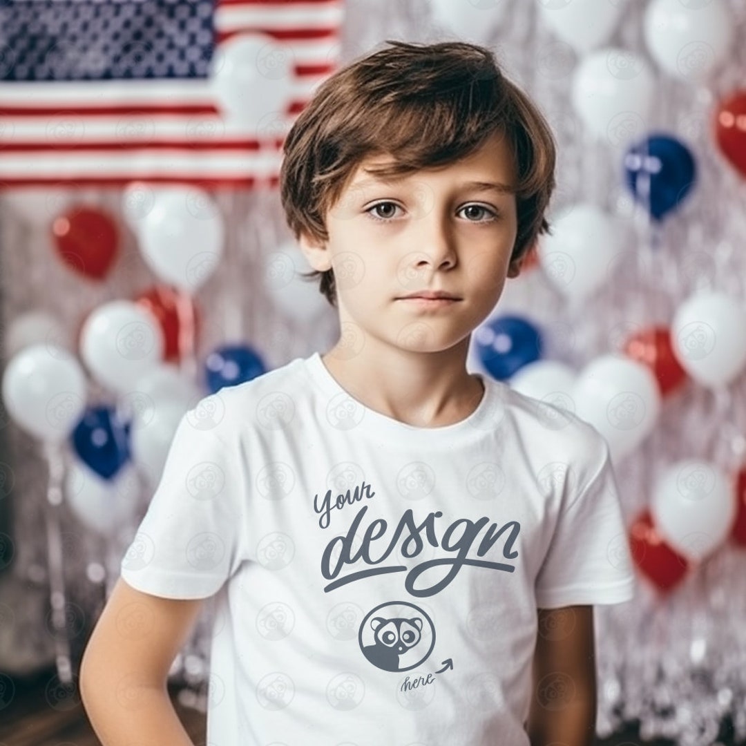 Patriotic Boy Mockup, Red White and Blue Mockup, 4th of July Mockup ...