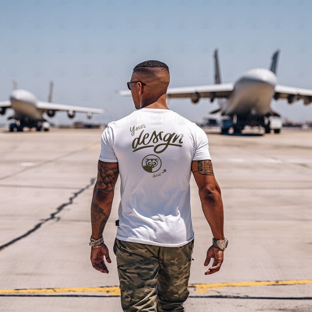 Back White T-shirt Mockup, Army Man T-shirt Mockup, Bella Canvas White ...