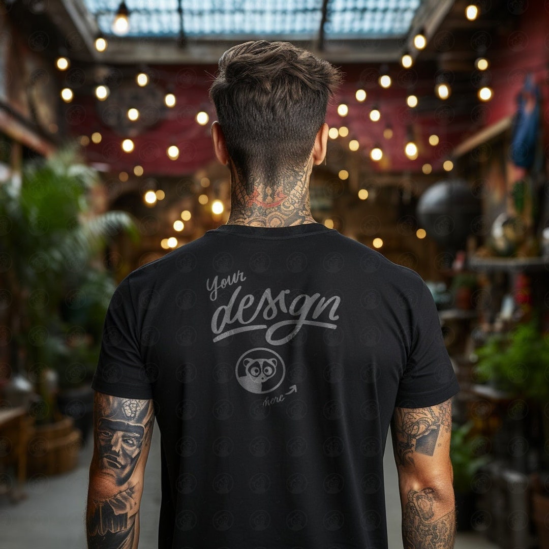 Back View, Man Black T-shirt Mockup, Man T Shirt Mockup, Back Mockup ...