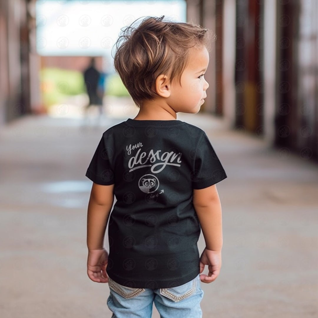 Back Boy T-shirt Mockup, Black T-shirt Mockup, Toddler Bella Canvas ...