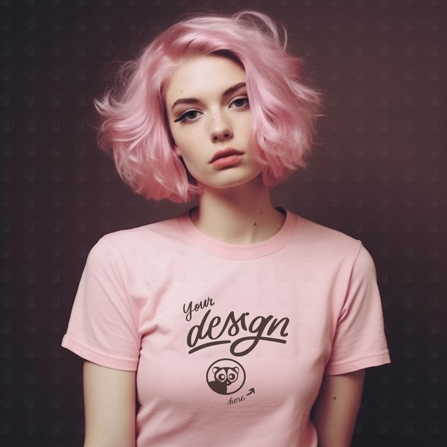 Pink Woman T-shirt Mockup Pink Hair Model Mockup Women's - Etsy